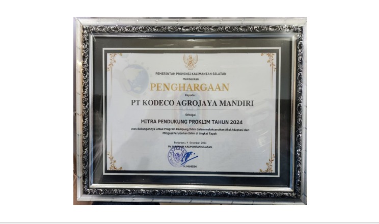 PT. Kodeco Agrojaya Mandiri Raih Penghargaan Mitra Pendukung Proklim ...
